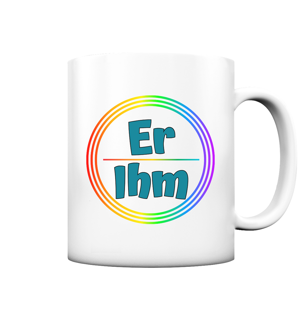 Er/Ihm Pronomen Regenbogenkreis - Tasse matt - Queerartikel.de